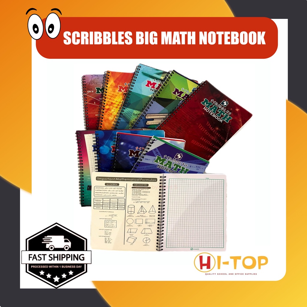 Scribbles Math Notebook Spiral LARGE/BIG 8" X 10.5" l 80 Leaves l Sold ...