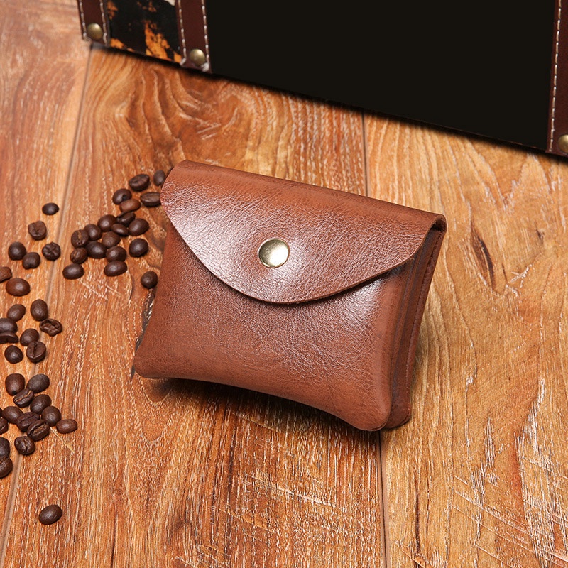 Vintage PU Leather Mini Storage Bag Unisex Business Short Purses Retro ...
