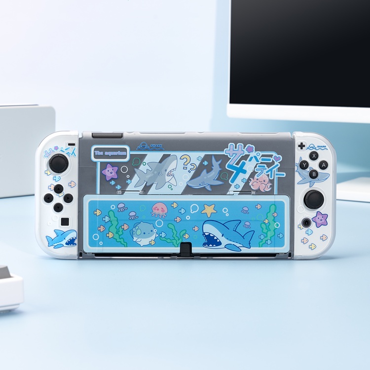 GeekShare Nintendo Switch OLED Case Shark Party Hard Shell Transparent ...