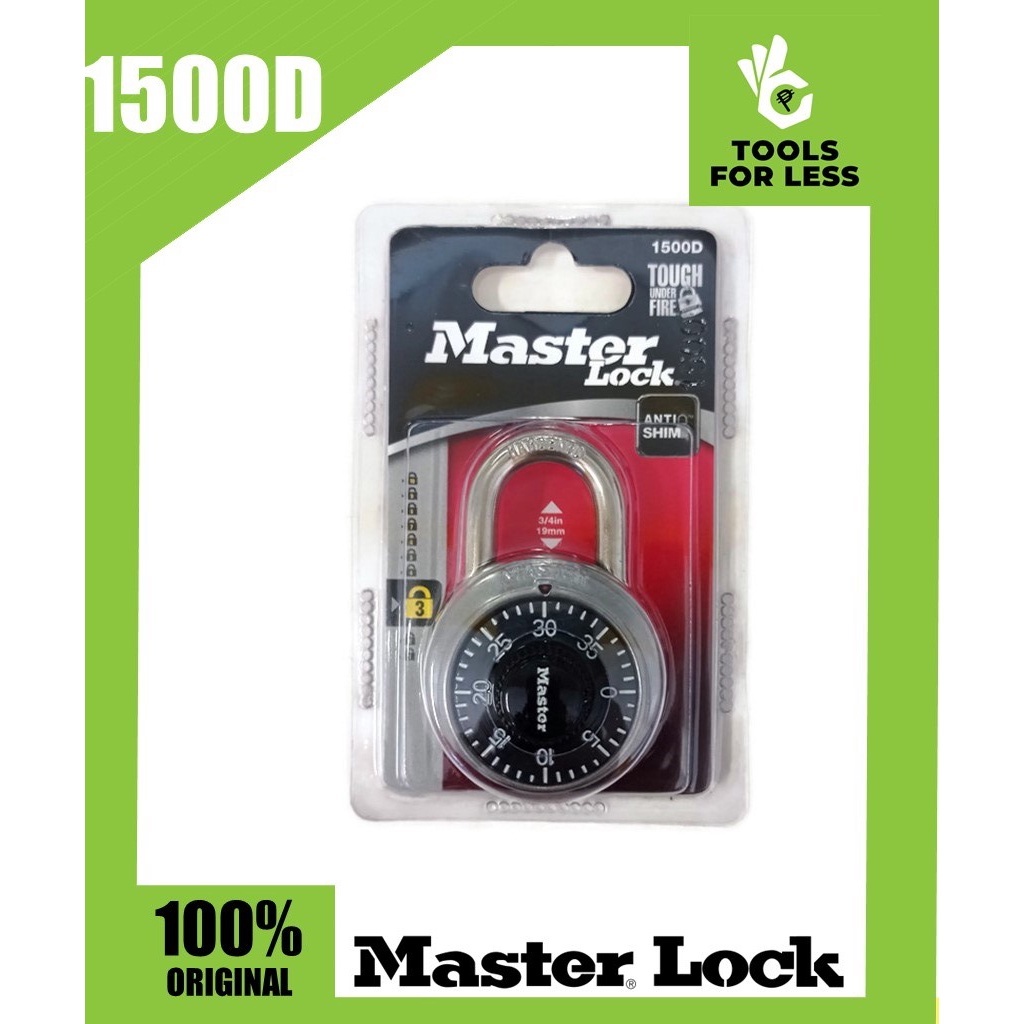 Master Lock Dial Combination Padlock 48mm Black Model: 1500D | Shopee Philippines