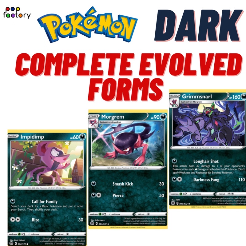 DARK type COMPLETE Evolution Card Set Pokemon TCG Cards | Shopee ...