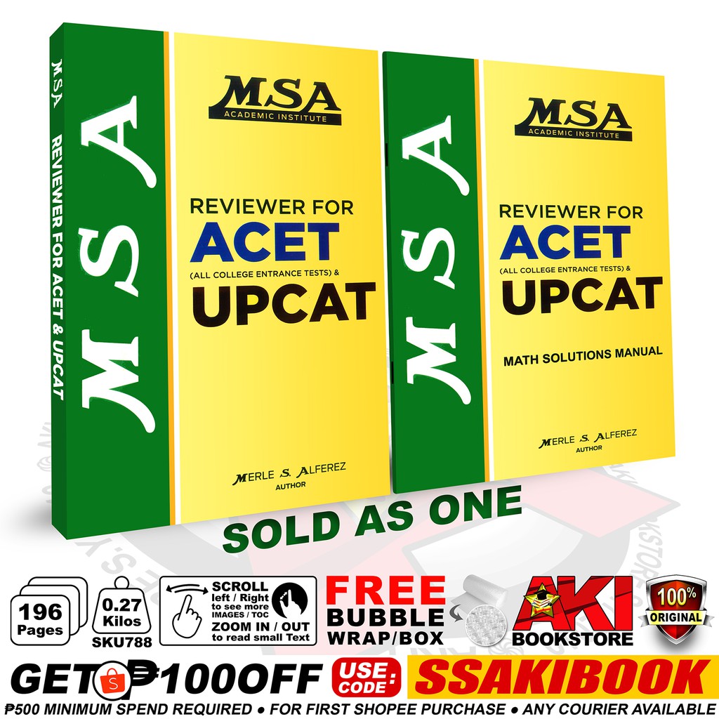 AUTHENTIC MSA Reviewer for ACET (All College Entrance Tests) & UPCAT ...