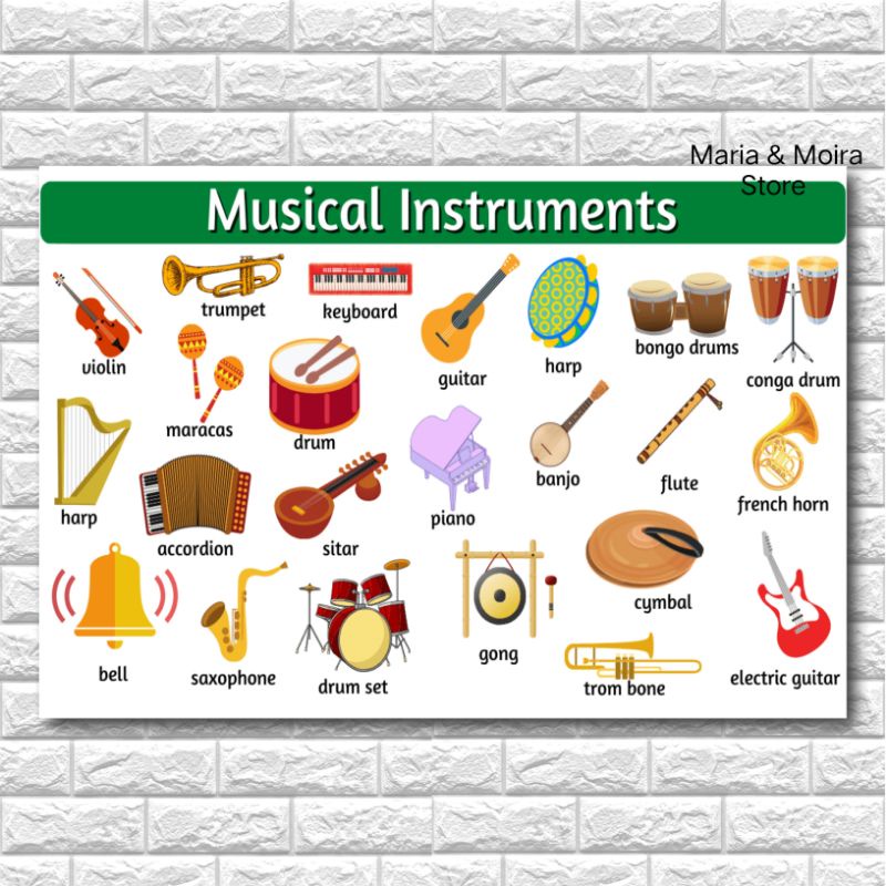 Laminated Musical Instruments Chart | A4 Size Educational Wall Chart ...