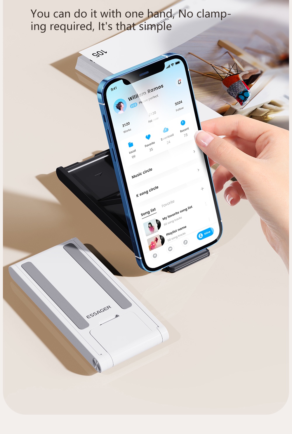 Essager Foldable Desktop Stand Triple Protection Multi-Gear Adjustment ...