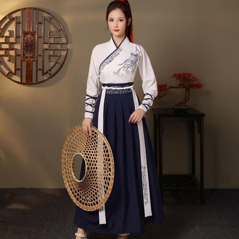 spots Hanfu Martial Arts Style Hanfu Female Chinese Cross-Collar Waist ...