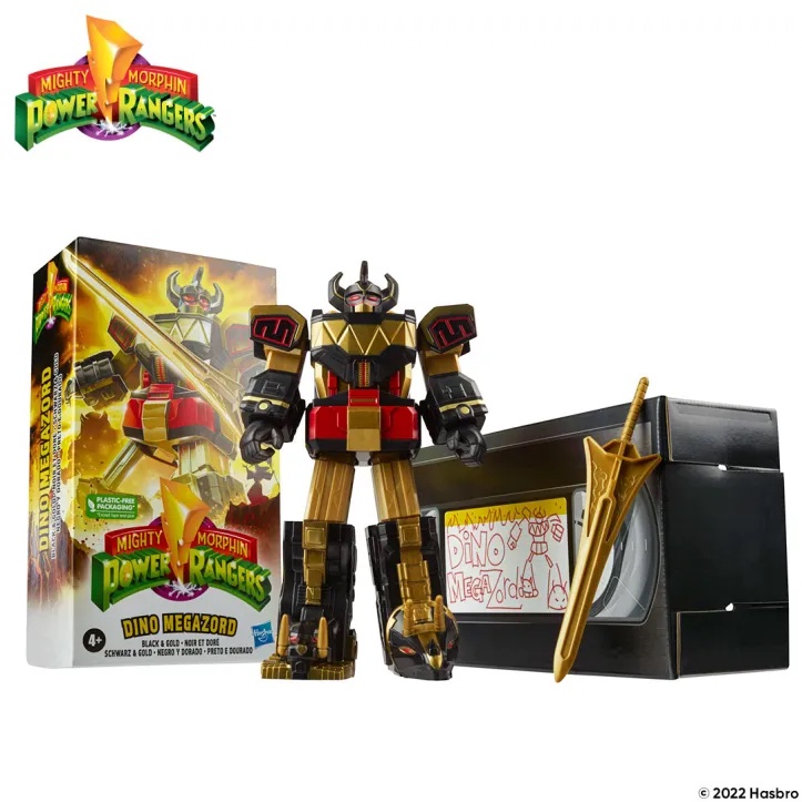 Power Rangers Retro VHS Mighty Morphin Black Dino Megazord | Shopee ...