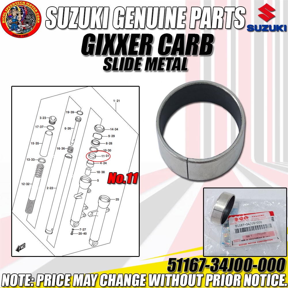 GIXXER CARB SLIDE METAL (SGP) (GENUINE: 51167-34J00-000) | Shopee ...