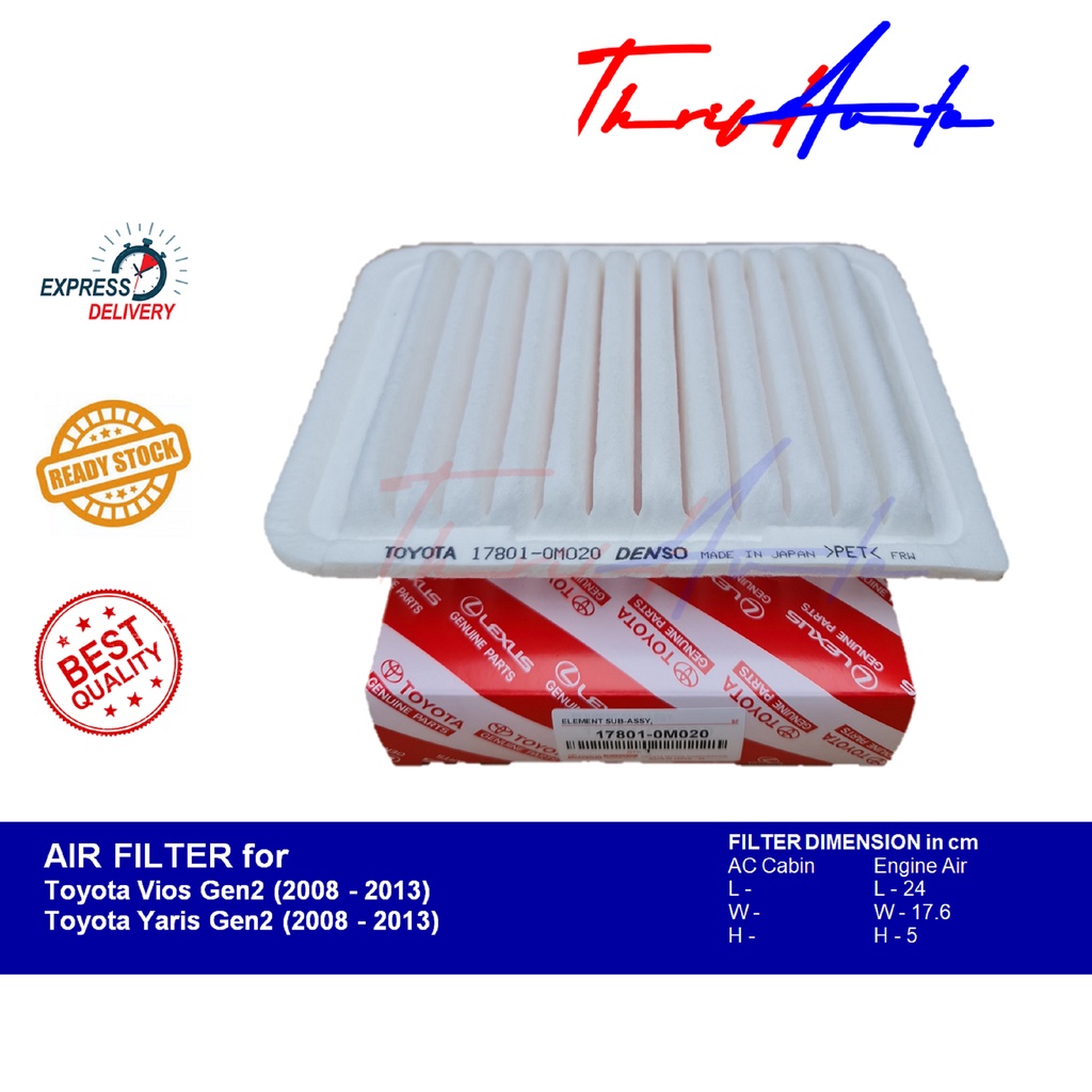 Air Filter for Toyota Vios Gen2 (2008 - 2013) and Toyota Yaris Gen2 (2008 - 2013) | Shopee ...