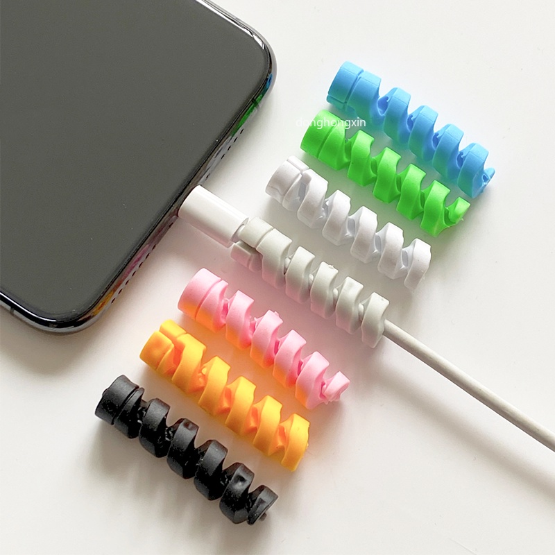1-10Pcs Spiral Cable Protector Data Line Silicone Bobbin Winder ...
