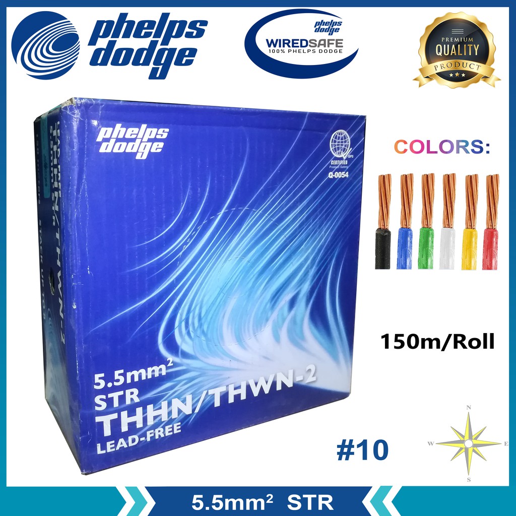 Phelps Dodge # 10 5.5mm² Stranded Wire THHN/THWN - 2 Lead-Free | Shopee ...