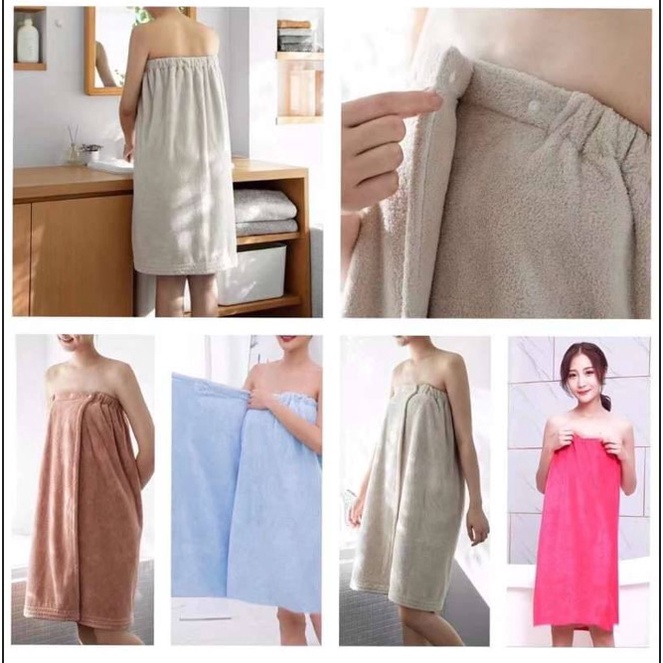 Bath Robe Absorbent Bath Towel Robe Wrap bath skirt (random) | Shopee ...