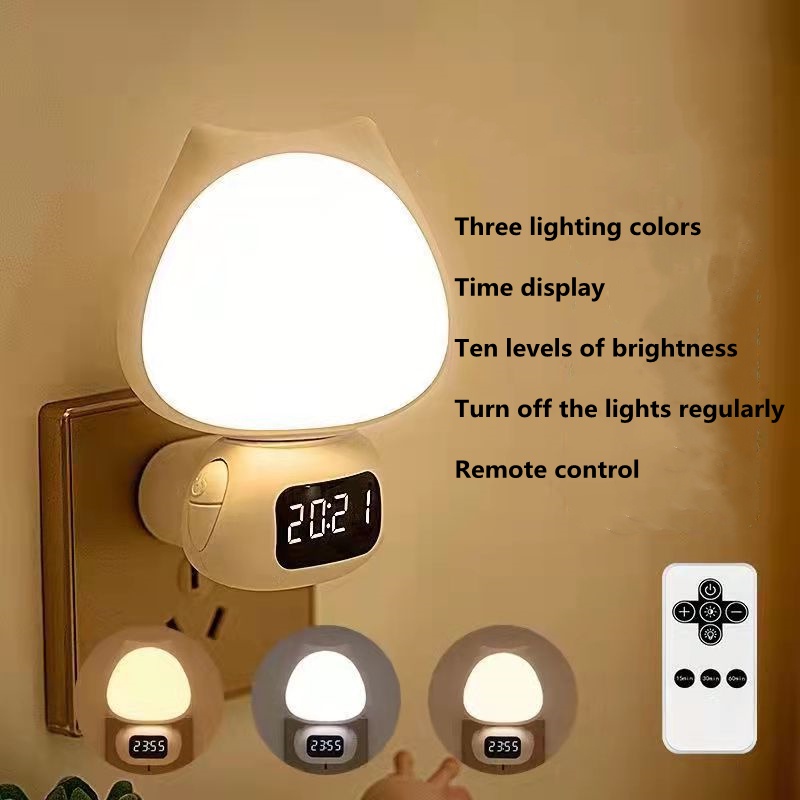Night Light Remote Night Light With Clock Charge And Plug Dual Use Can ...