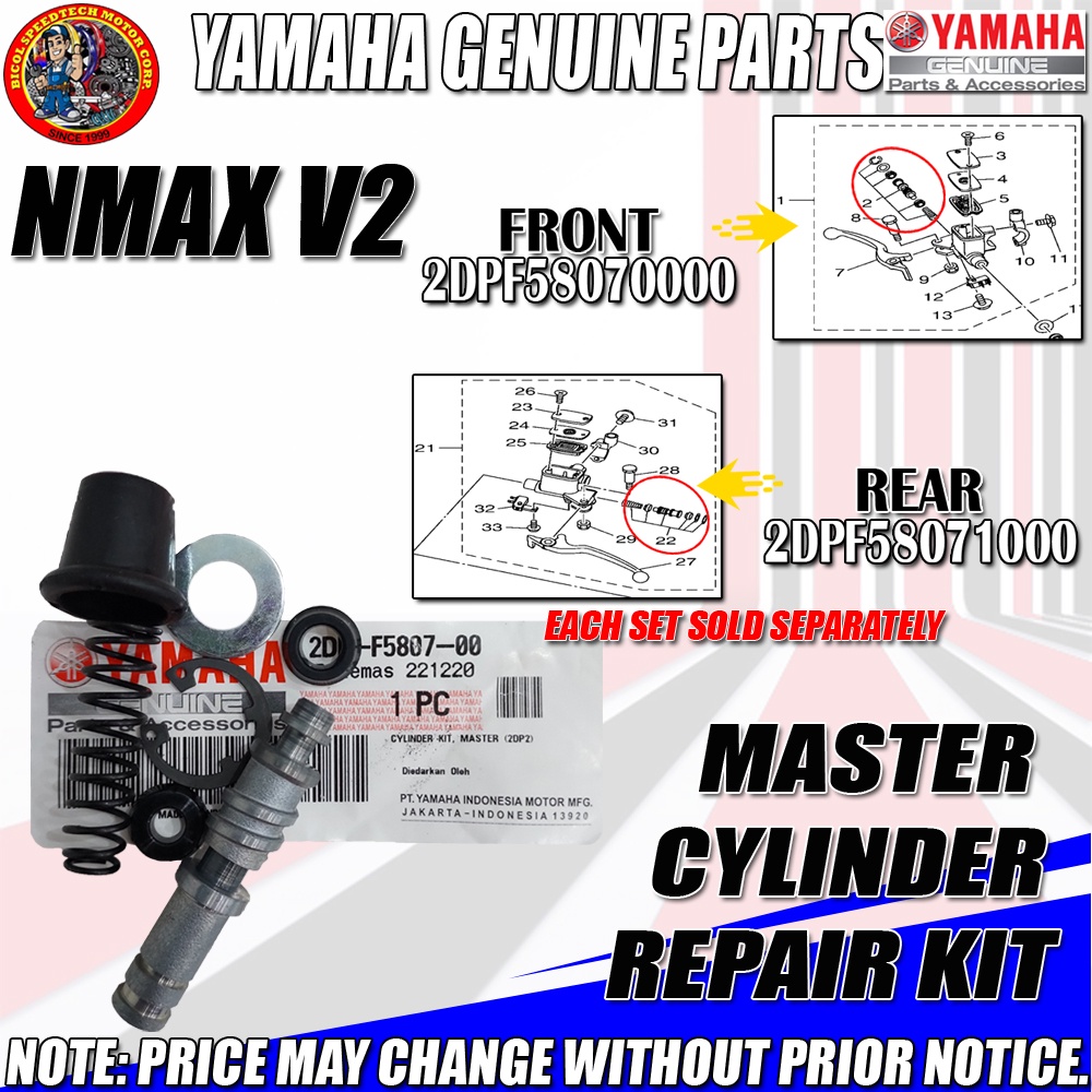 NMAX V2 MASTER CYLINDER REAPAIR KIT (YGP) (GENUINE: Front- 2DP-F5807-00 ...