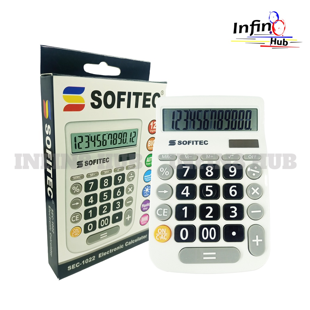 SOFITEC SEC-1022 2 in 1 Electronic Calculator with Solar Panel & AA ...