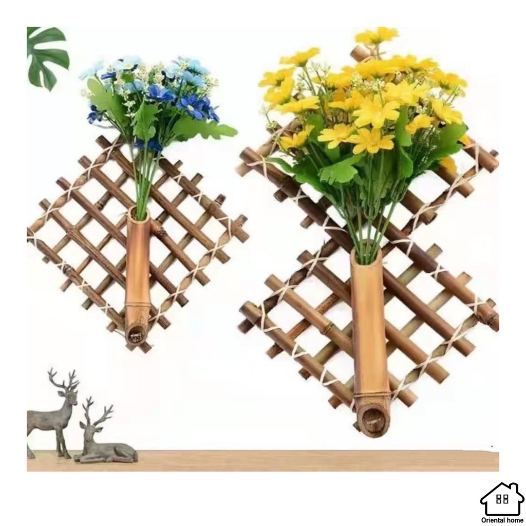 Wall Mounted Hanging Bamboo Tube Flower Holder Plant Pot Home Decor ...