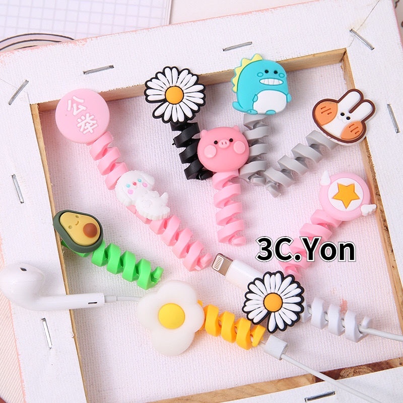Cute Spiral Cable Protector Fruit Flower USB Data Line Winder ...