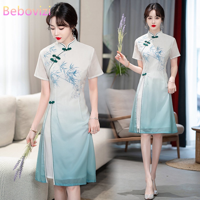 New Elegant Retro Style Modified Cheongsam Chinese Traditional Short ...