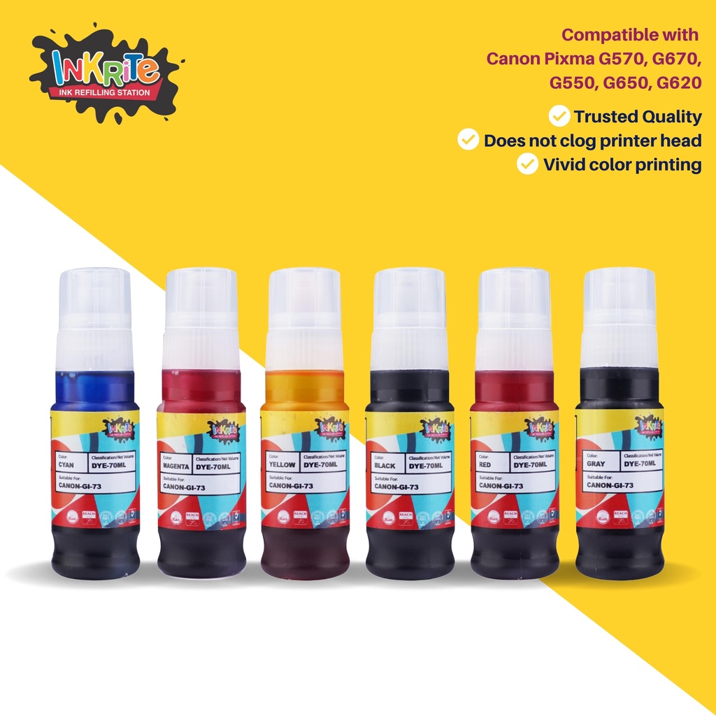 Inkrite Ink for Canon GI73 GI-73 GI 73 for Canon G570 G670 G550 G650 ...