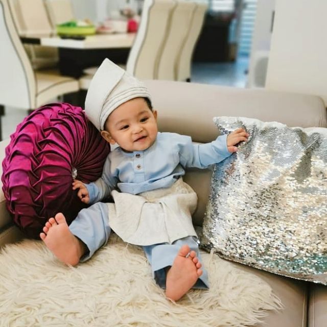 PUTIH Sampin & Tanjak songket White silver Aqiqah children's raya ...