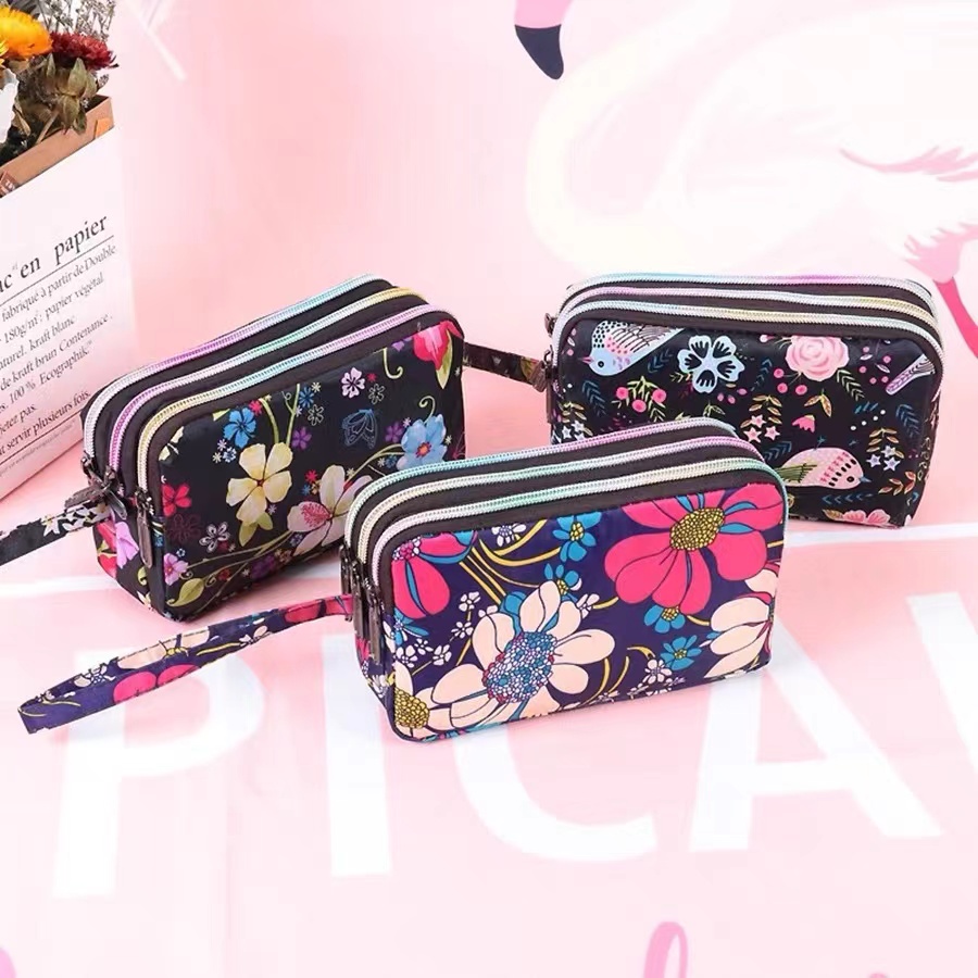 Waterproof Women's Nylon Wallet with 3-Layer Zipper - Available in Blue ...