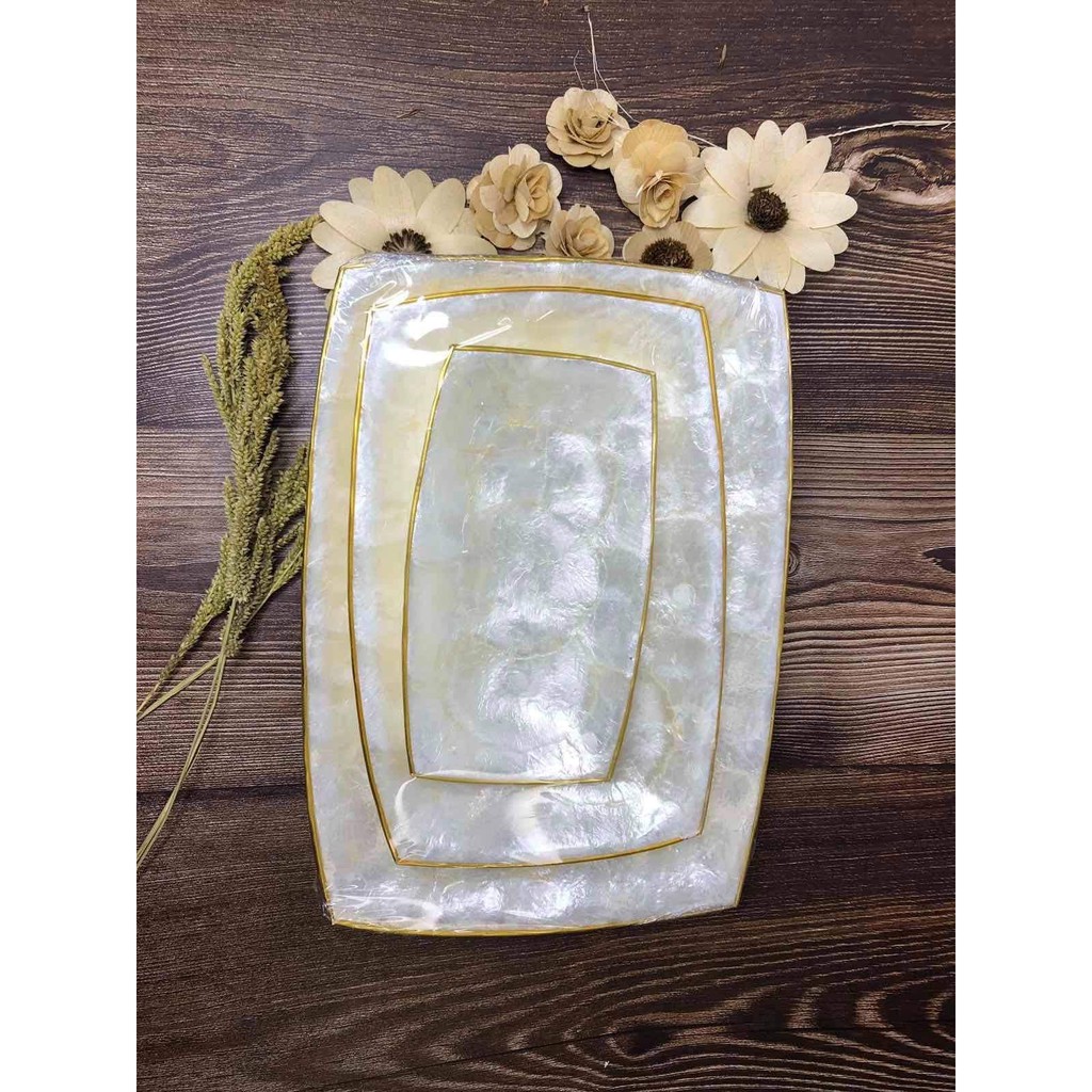 Capiz Plate, Server Plate, Candy Dish 3pcs Per Set (Rectangle Design ...
