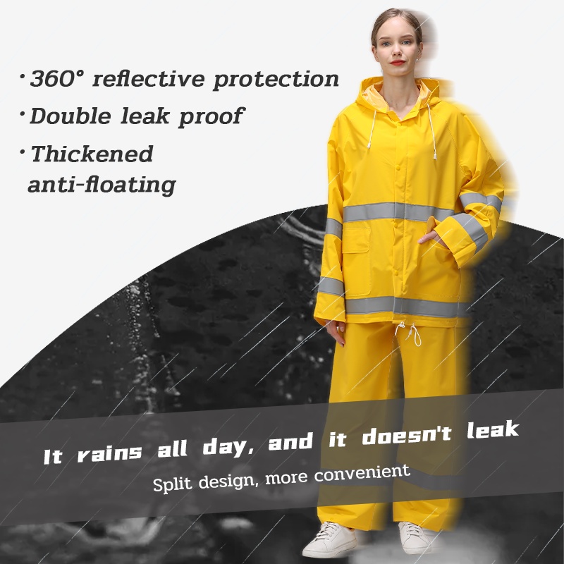 Waterproof Rainwear Jacket Raincoat Rain Pants Set Yellow Thick Sport ...