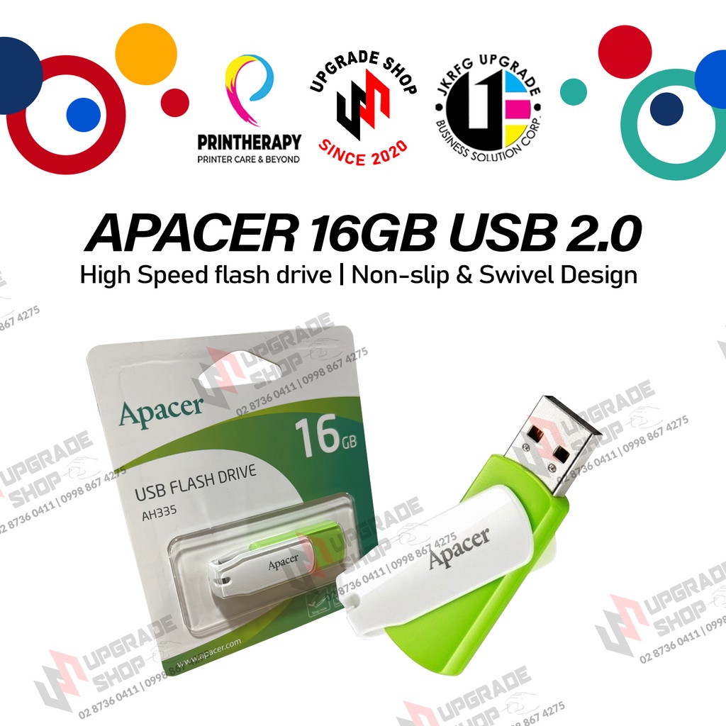 Apacer AH335 16gb USB 2.0 High Speed Flash Drive | Non-Slip & Swivel ...