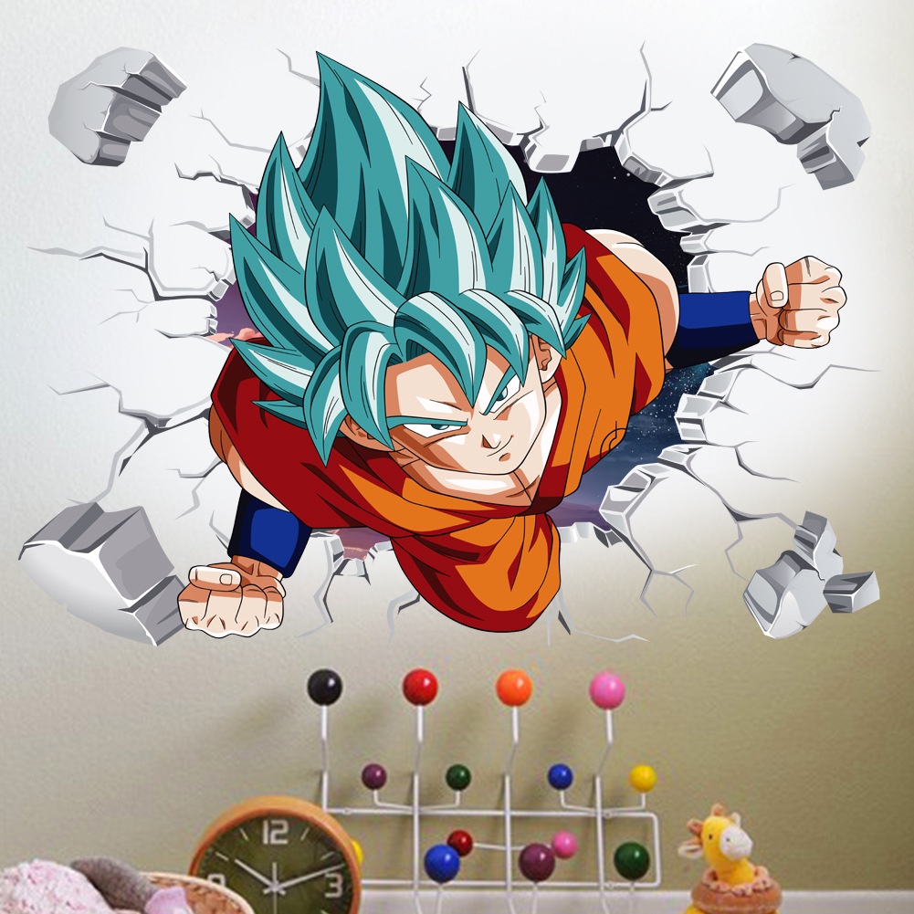 Cartoon Dragon Ball Fake Window Wall Stickers Son Goku Saiyan Bedroom ...