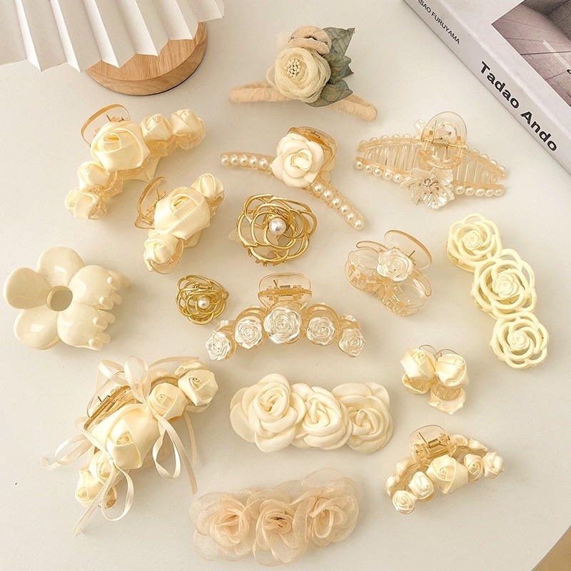 Cute Rose Flower Hair Clips Spring Summer Fashion Camellia Hair Clamp ...
