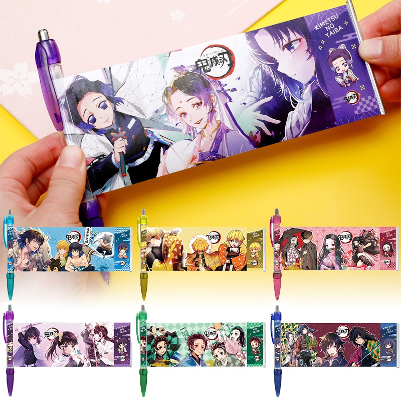 Anime Demon Slayer Ballpoint Pen Cartoon 0.7mm Pull Press Pen Tanjirou ...