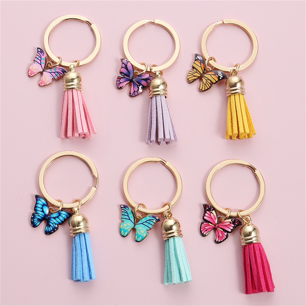 New Fashion Beautiful Butterfly Alloy Keychain With Tassels Creative ...
