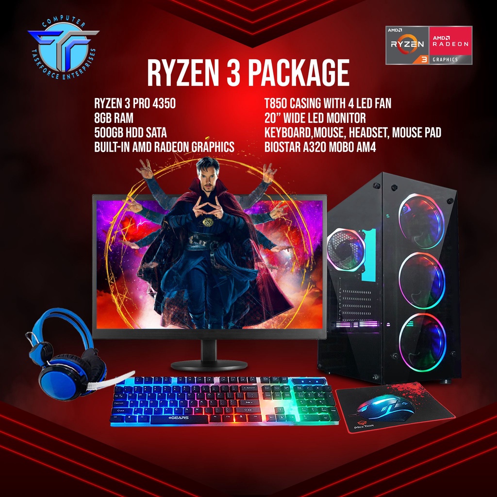 GAMING COMPUTER PACKAGE | RYZEN 3 PRO 4350 | 8GB RAM 500GB HDD | T850 ...
