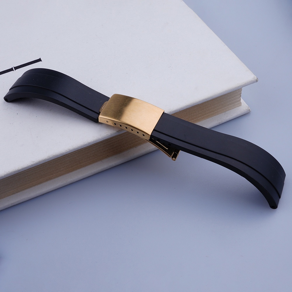 20mm Rolex Rubber Oyster Folding safety Clasp Watch Band For Rolex ...