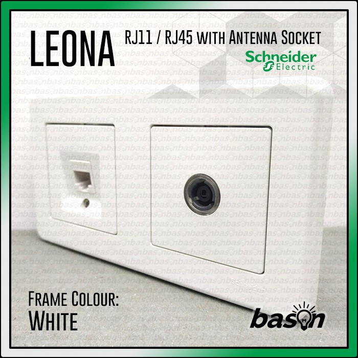 Schneider Leona Double Socket Outlet - TV / RJ45 / RJ11 Telephone ...