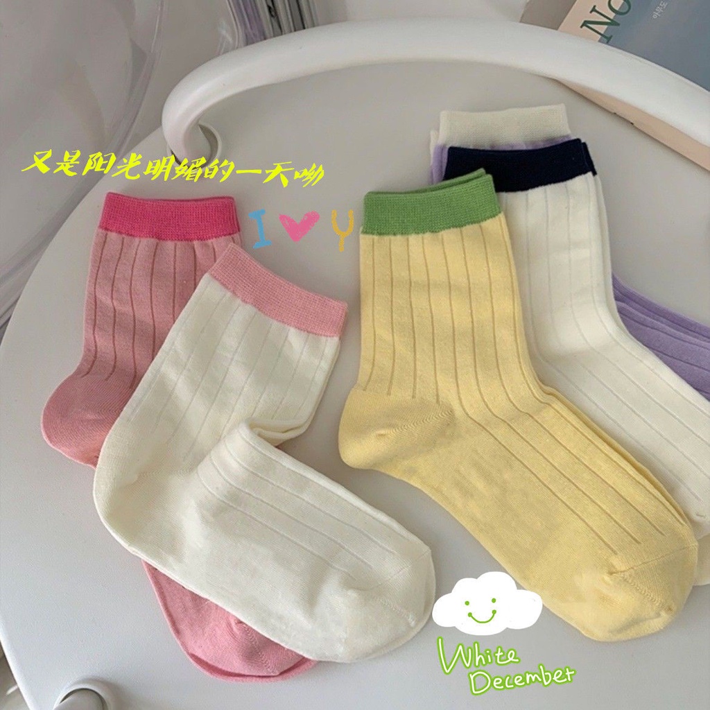 Candy Color Socks Female Students All-Match ins Trendy Spring Summer ...
