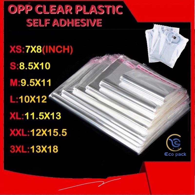 100 pcs OPP Clear Plastic with tape sealing self-adhesive OPP BAG ...