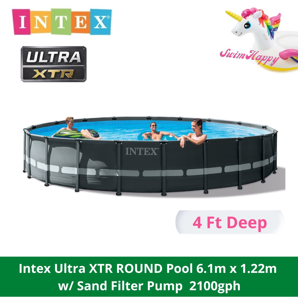 INTEX Ultra XTR 6.1m x 1.22m (4ft) ROUND Pool w/ 1200gph Sand Filter ...