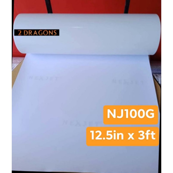 12.5in x 3ft CUT Nexjet NJ100G Printable White Vinyl Sticker for Eco ...