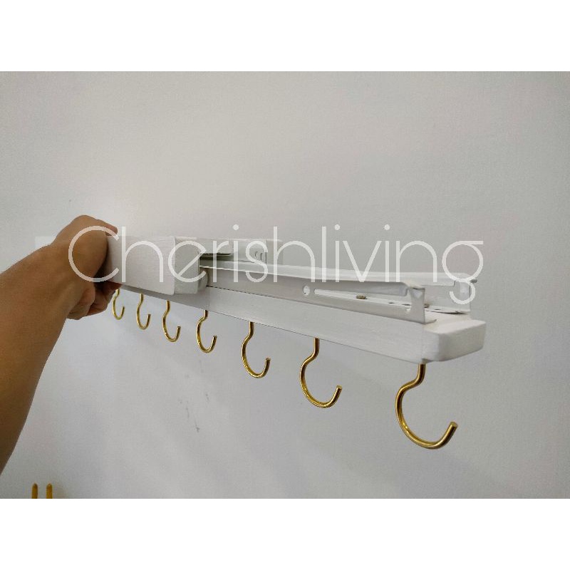 Heavy Duty Kitchen Pull out pan hanging rack (Rak Kuali Dapur Tarik ...