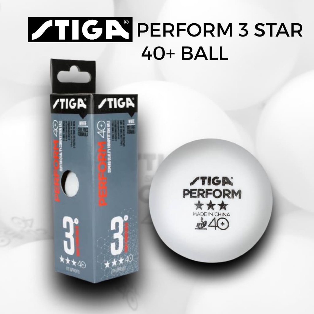 Authentic STIGA Perform 3 Star 40+ Poly Ball Plastic Table Tennis Ball ...