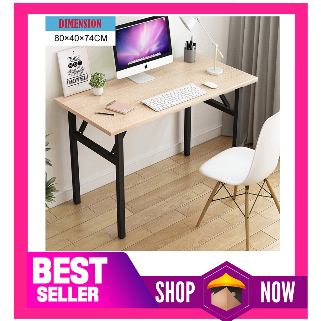 Computer Study Office Desk Folding Table 80 X 40 cm No Assembly Sturdy ...