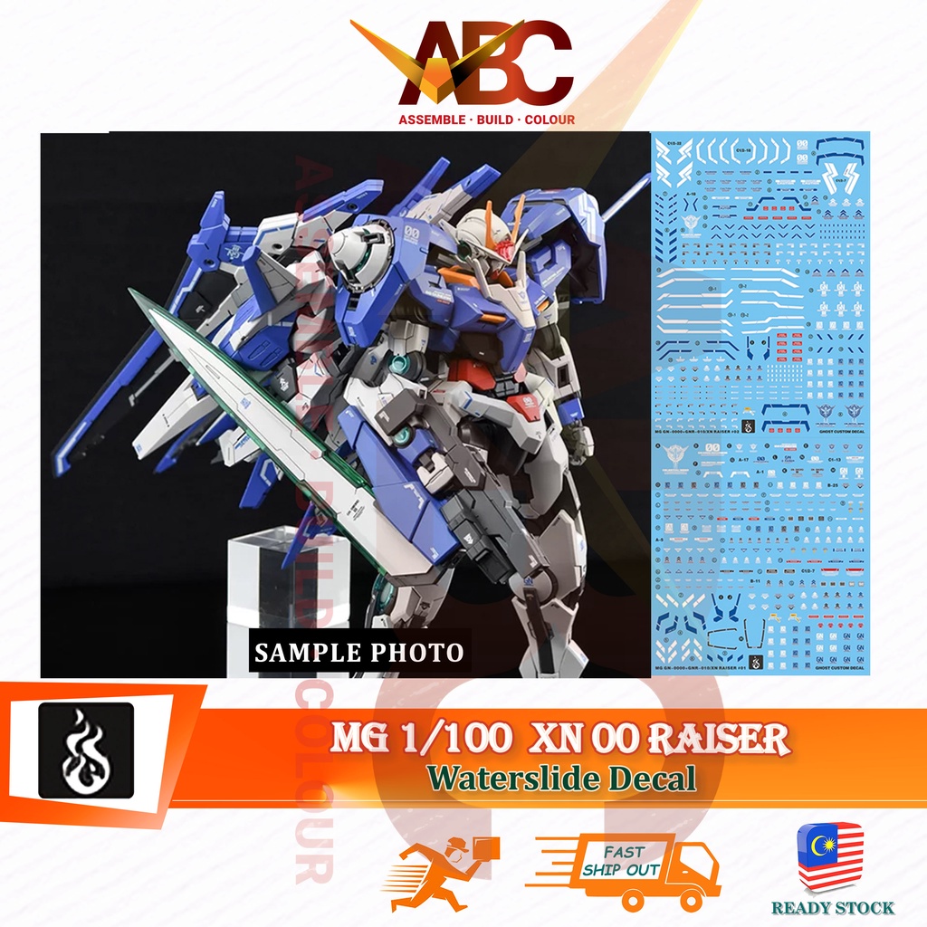 [Flame Yan] Waterslide Decal - MG 1/100 00 XN Raiser (Ghost)(Fluo) GN-0000+GNR-010/XN Water ...