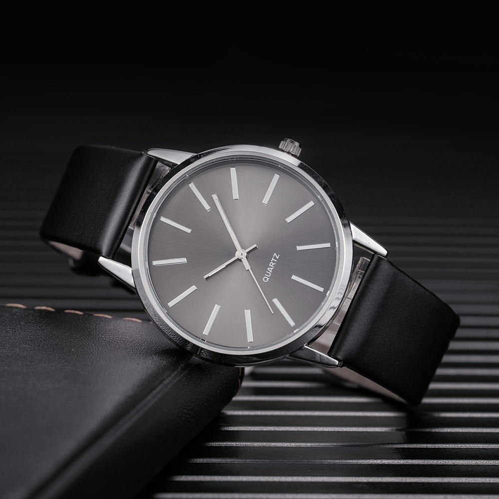 Fashion Casual Business Relo Black Leather Watch for Men Woman Quartz ...