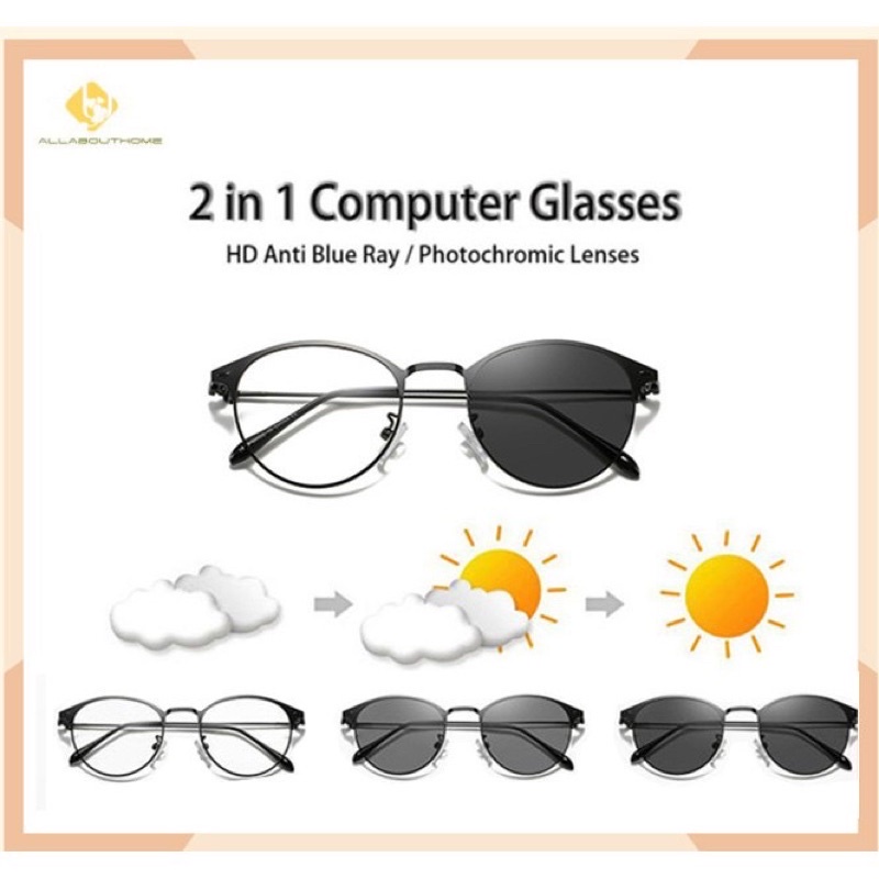 Anti radiation photochromic tinted color changing fashion transition ...