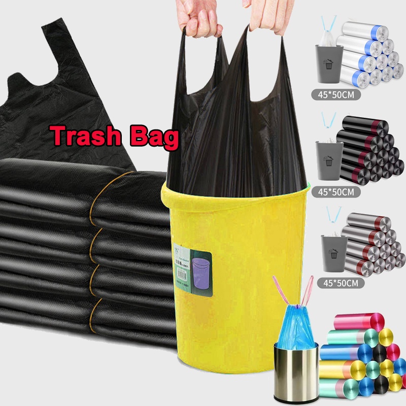 15/50PCS Disposable Garbage Bag Drawstring Tank Top Garbage Bag ...