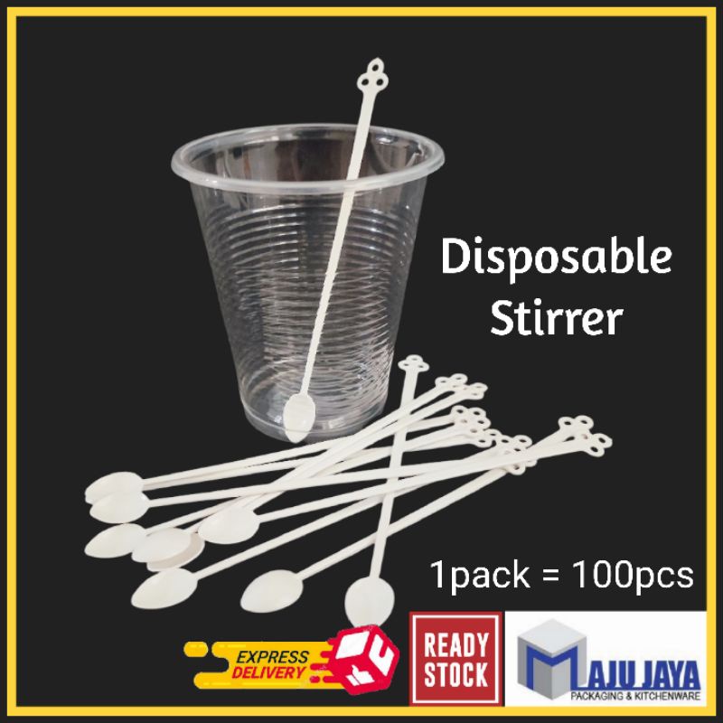 Disposable Plastic Stirrer Mini Spoon Tea Coffee 100 pcs [Maju Jaya ...
