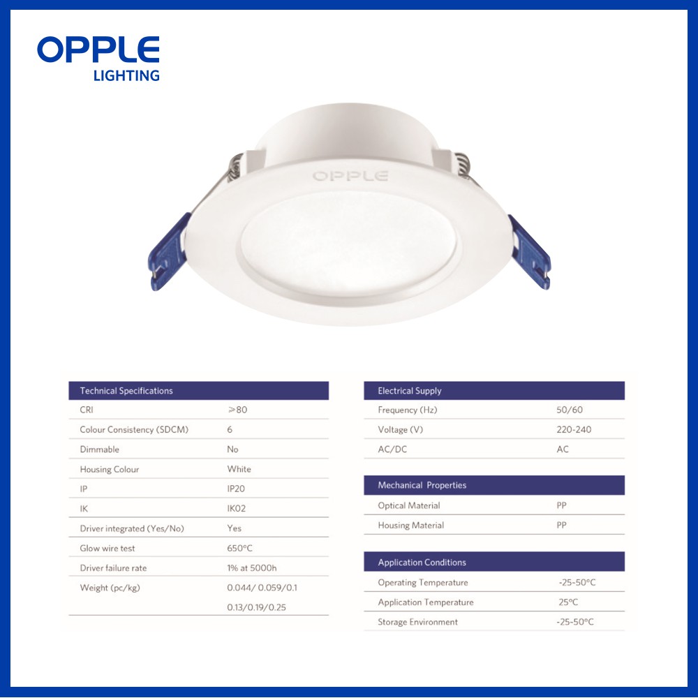 OPPLE LED Downlight Pin Light RC-US 4w/6w/9w/12w and 18w Warm White ...