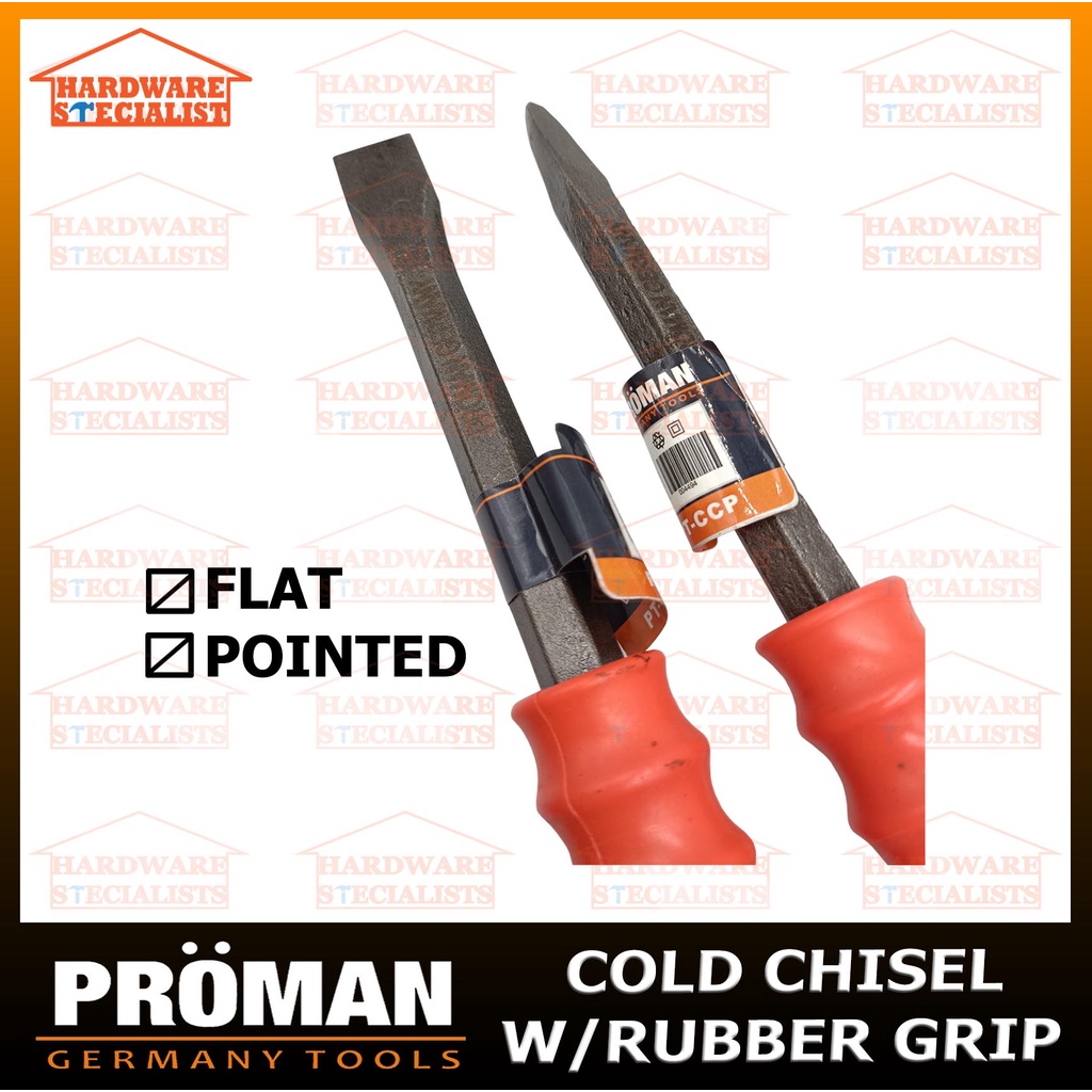 Proman Cold Chisel With Rubber Grip Flat or Pointed | Shopee Philippines