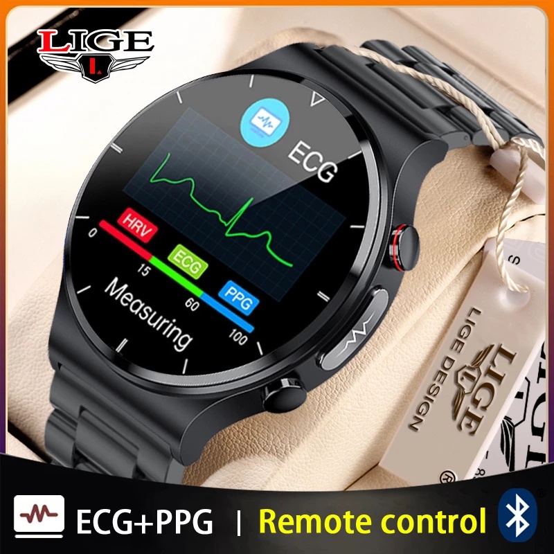 LIGE New Body Temperature Monitor Smart Watch Men ECG PPG Heart Rate ...