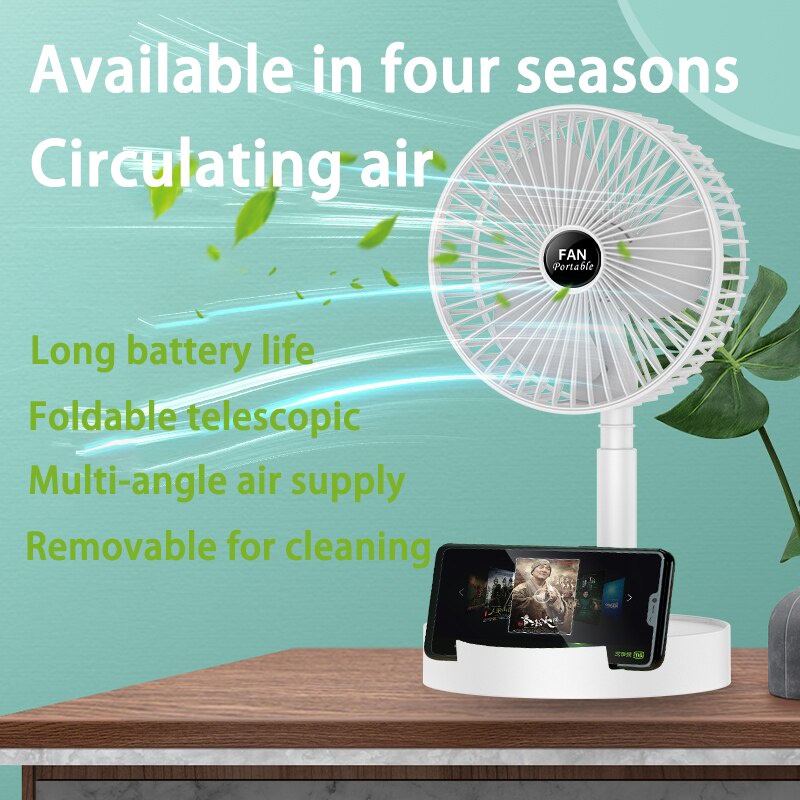 Portable folding table fan USB charging three-speed summer outdoor ...